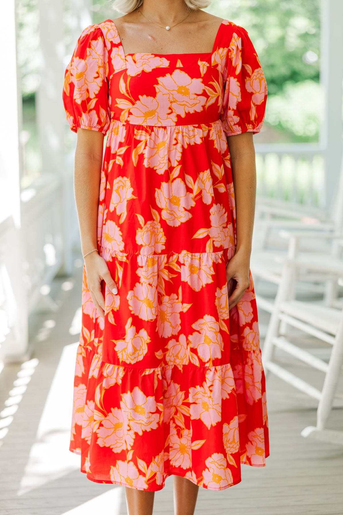 Think About It Red Floral Midi Dress – Shop the Mint