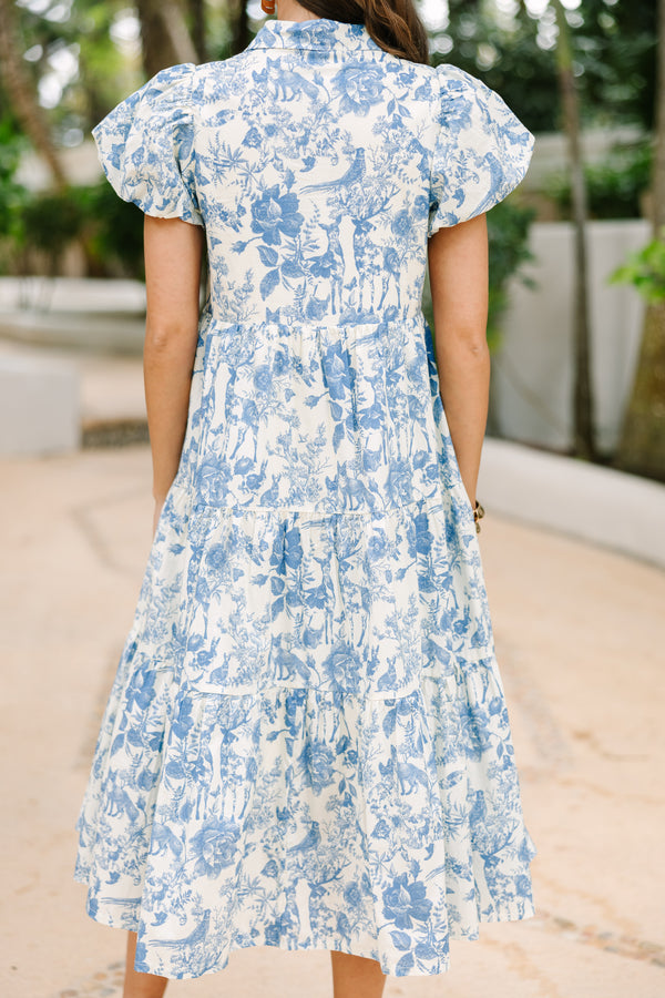 Perfect For You Blue Toile Button Down Midi Dress – Shop the Mint