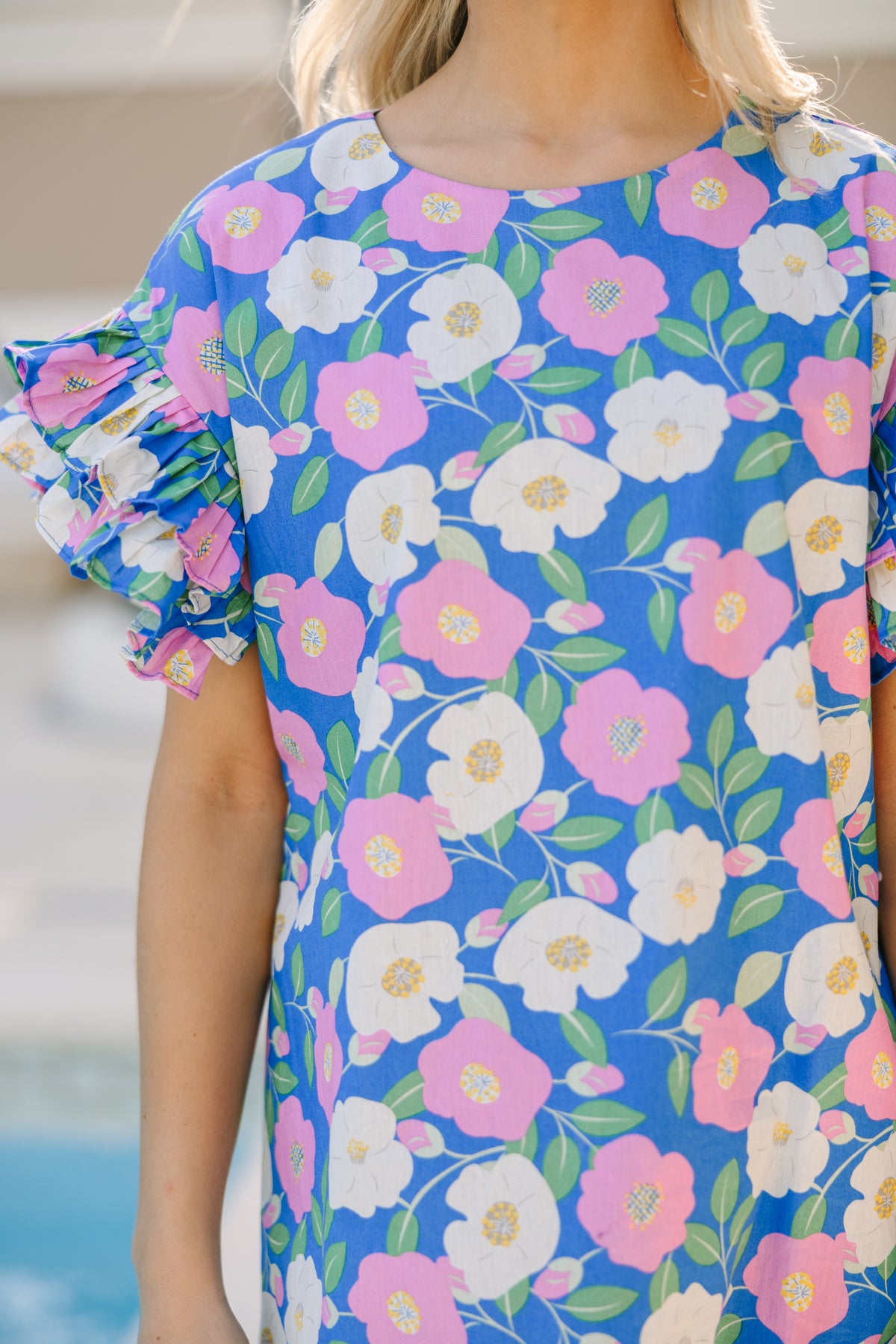 What A Vision Blue Floral Ruffled Dress – Shop the Mint