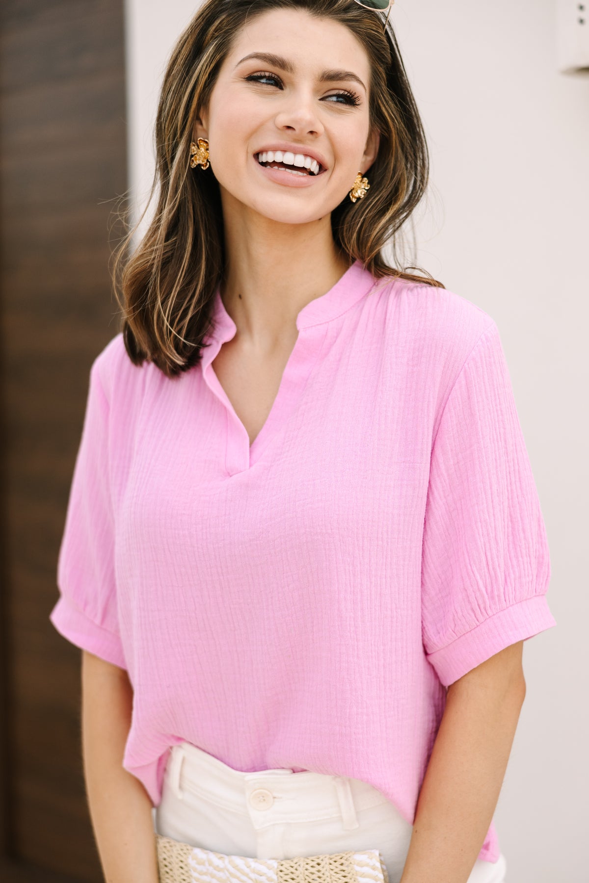 Good To Go Pink Gauze Top – Shop the Mint