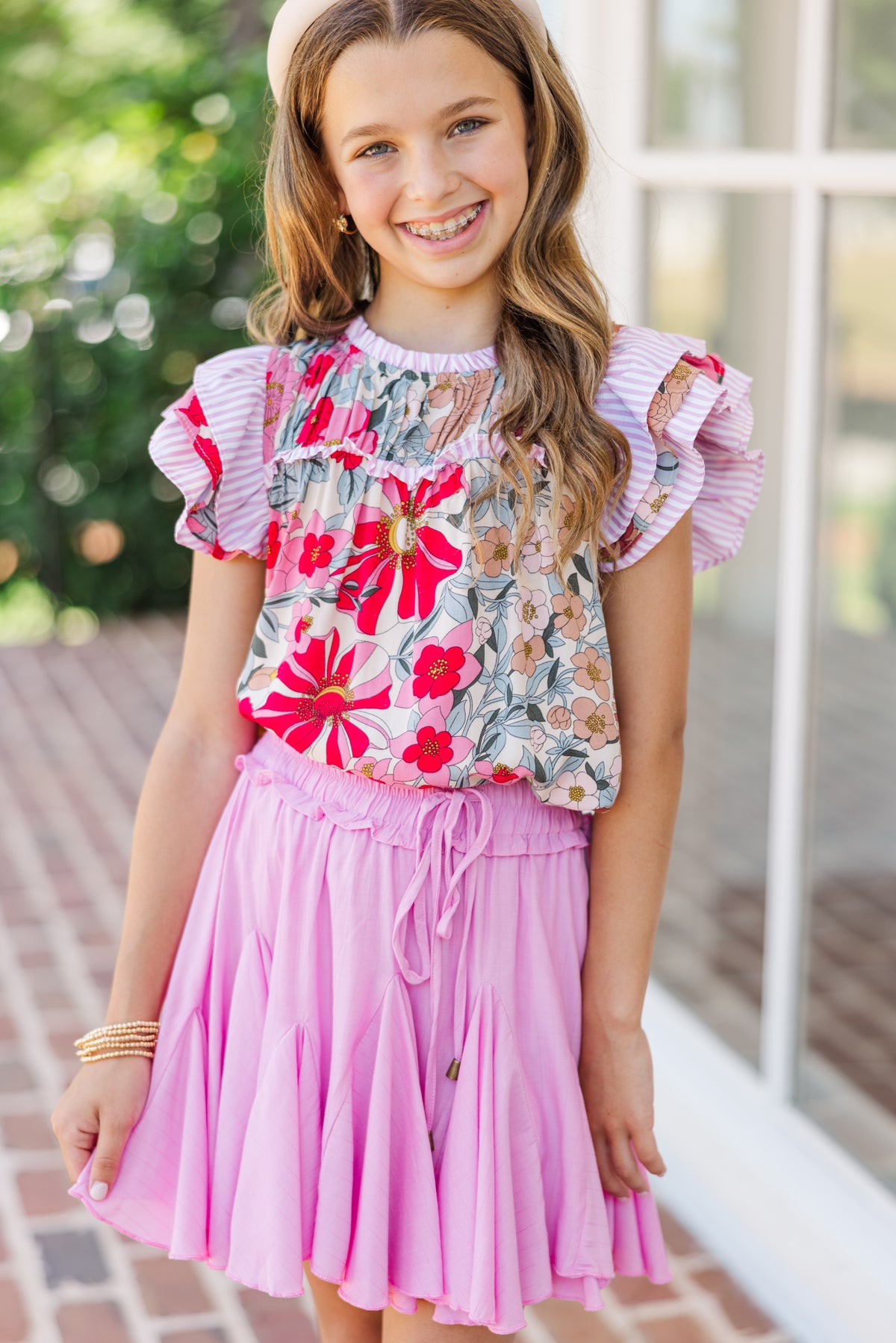 Girls: Full Of Love Pink Floral Blouse – Shop the Mint