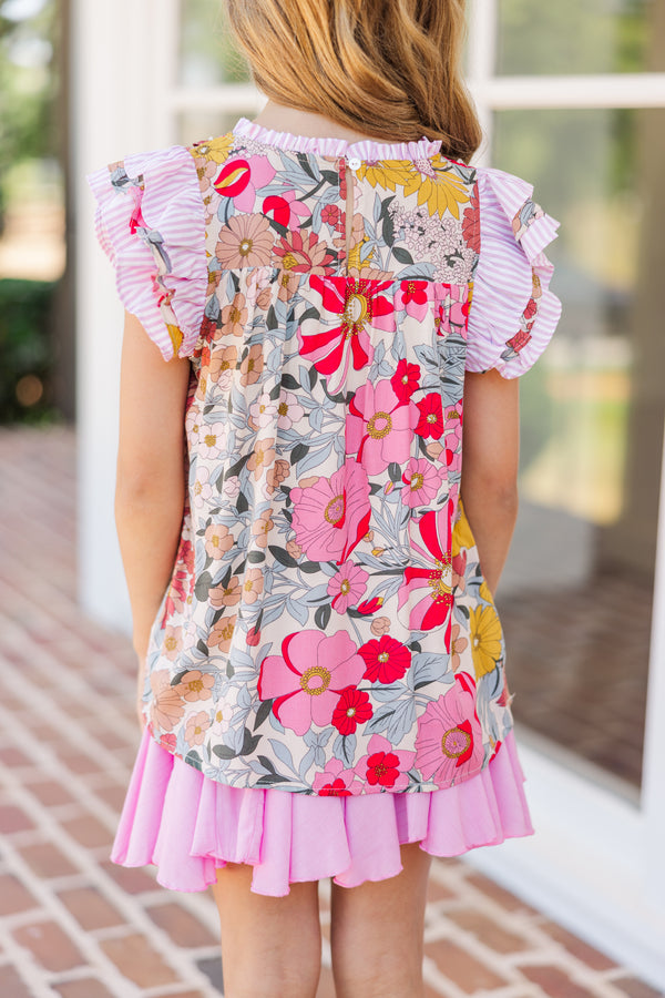 Girls: Full Of Love Pink Floral Blouse – Shop the Mint