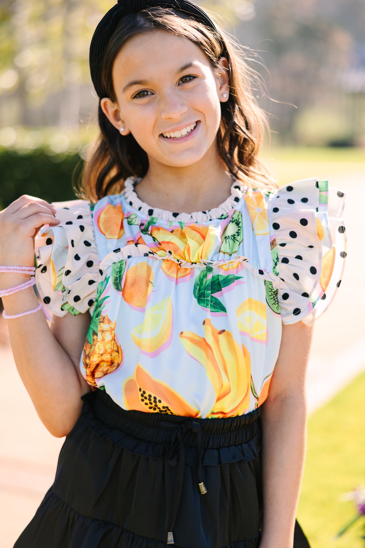 Girls: Full Of Love Blue Printed Blouse – Shop the Mint