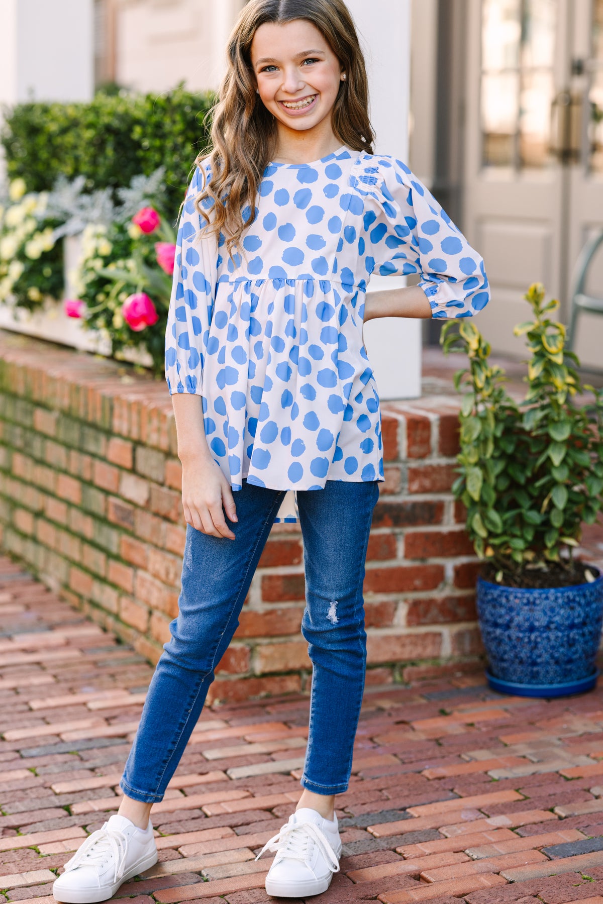 Girls: Feeling Wild Light Blue Polka Dot Tunic – Shop the Mint