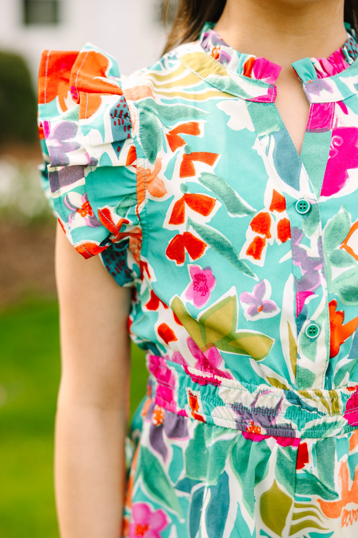 Girls: Wild Love Emerald Green Floral Romper – Shop the Mint