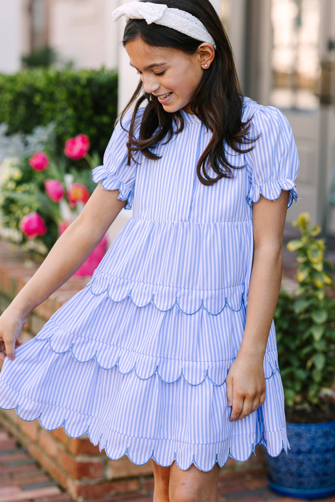 Girls: Perfectly Paired Light Blue Striped Dress – Shop the Mint
