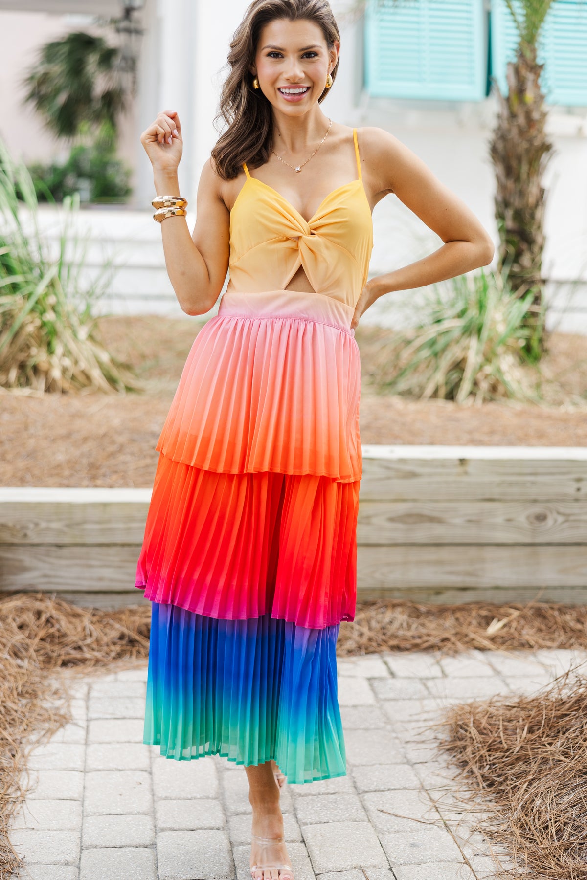 Strong Feelings Yellow Colorblock Midi Dress – Shop the Mint