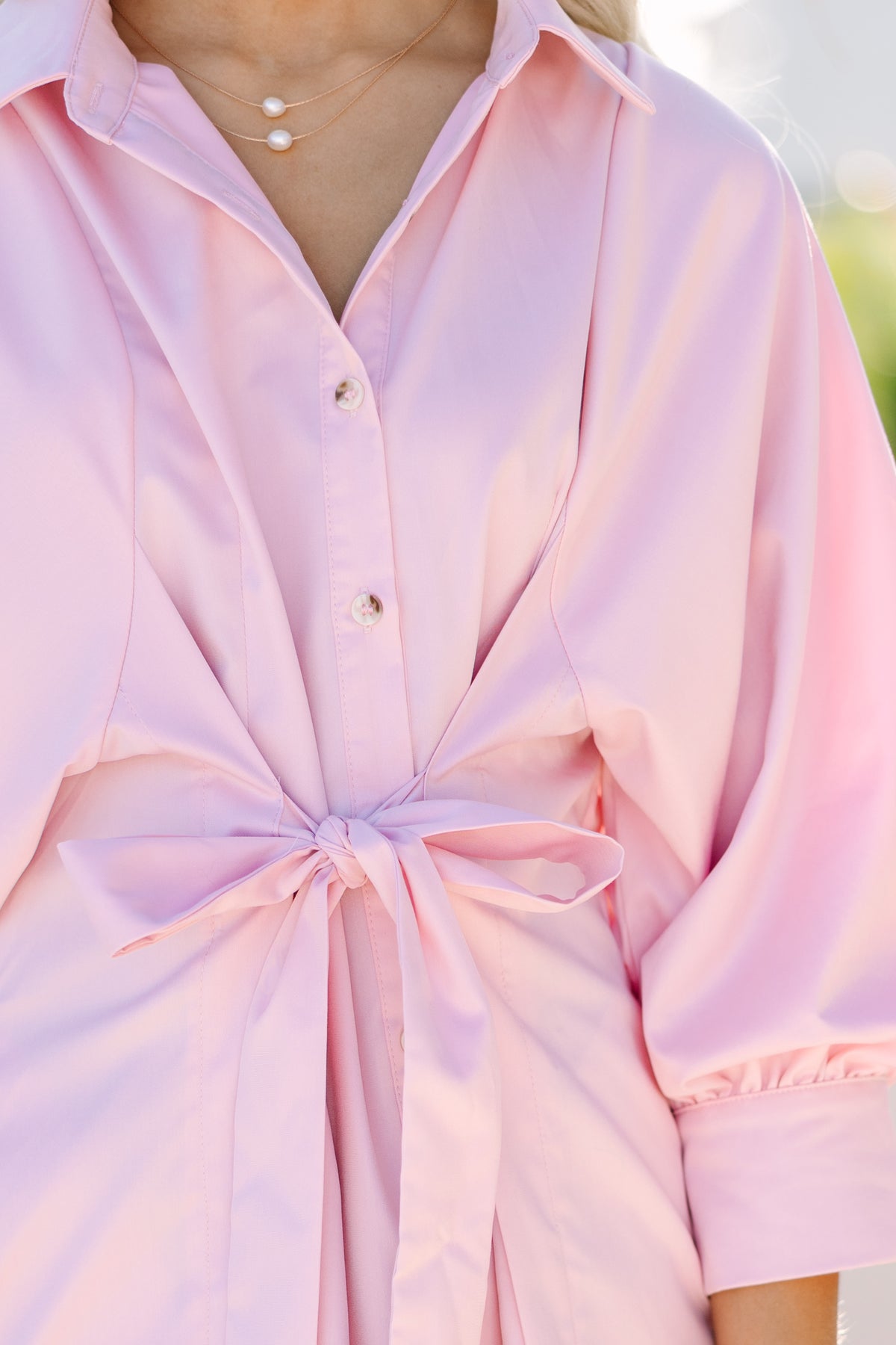 All In Your Dreams Baby Pink Button Down Dress – Shop the Mint