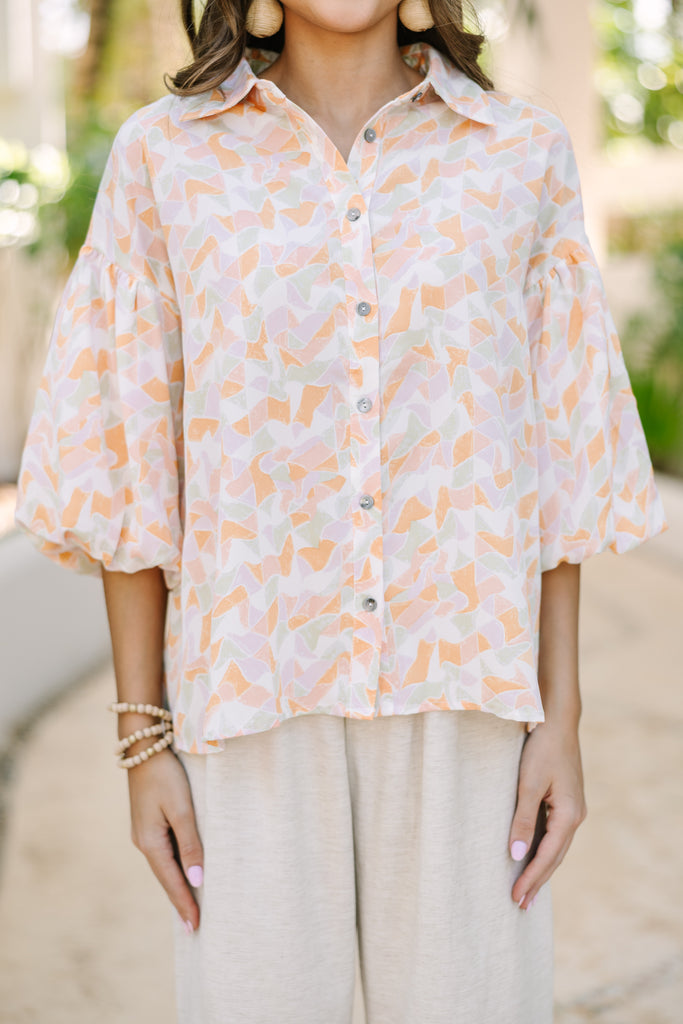 FIrst Impressions Peach Pink Abstract Blouse – Shop the Mint