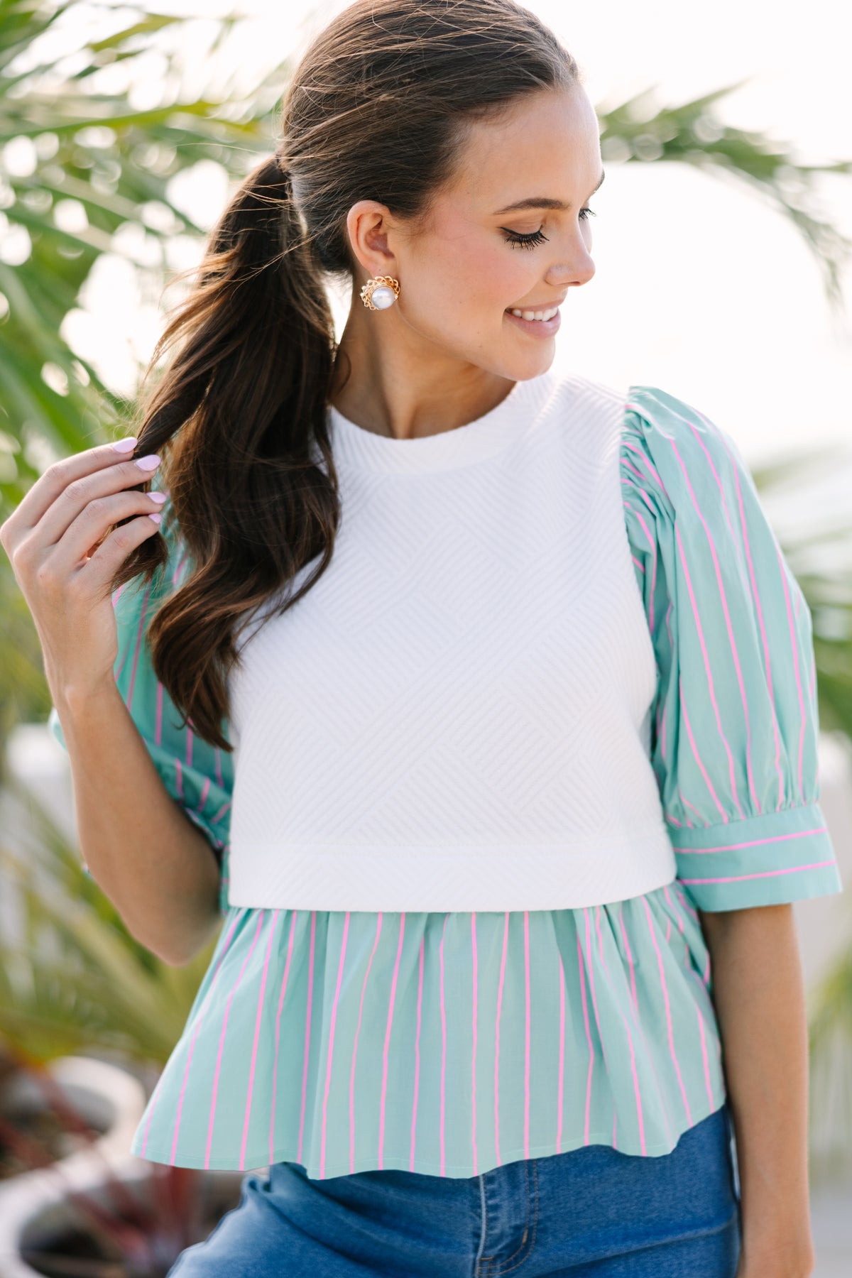 On Your Way Mint Green Striped Blouse – Shop the Mint