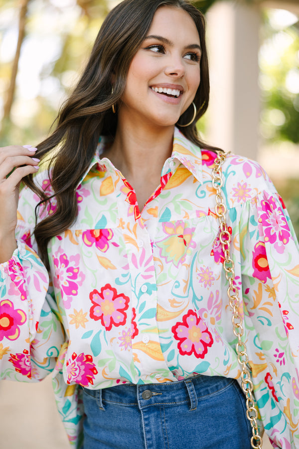 Fate: Found Your Voice White Floral Blouse – Shop the Mint