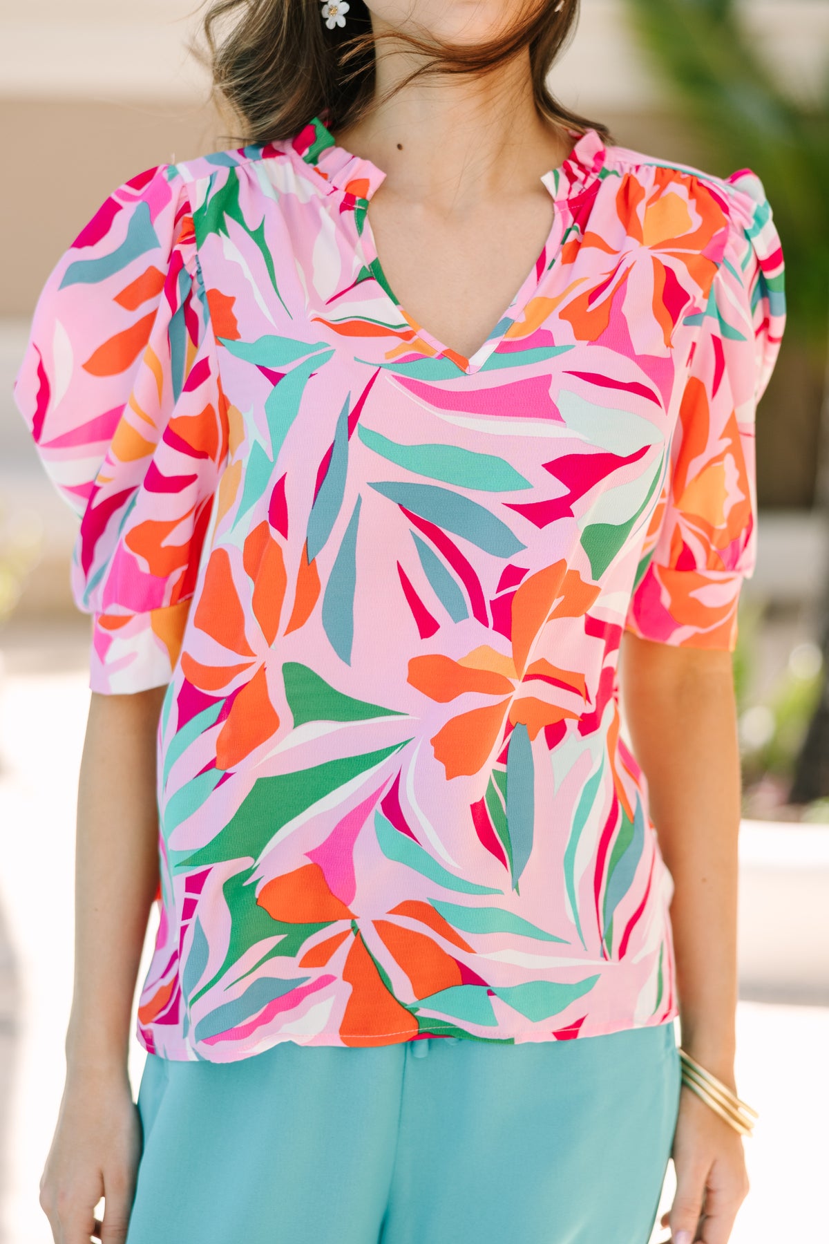 No End In Sight Pink Abstract Blouse – Shop the Mint