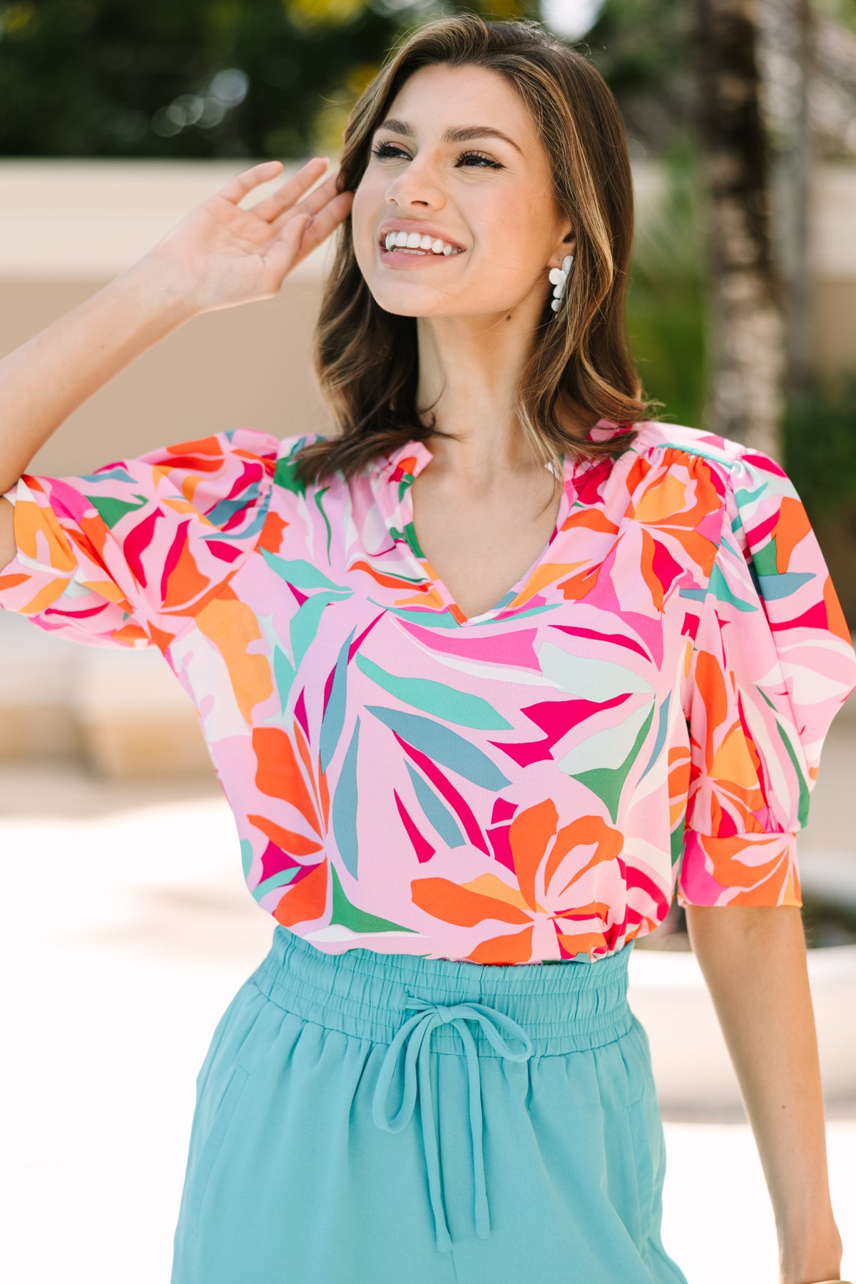 No End In Sight Pink Abstract Blouse – Shop the Mint
