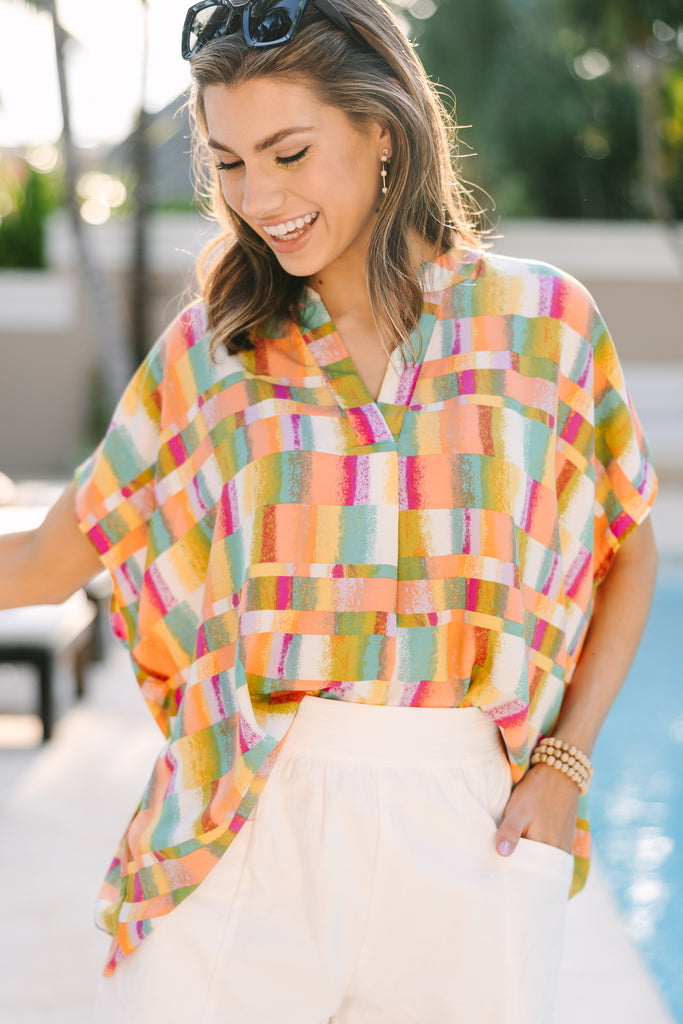 Love You Most Orange Geometric Blouse – Shop the Mint