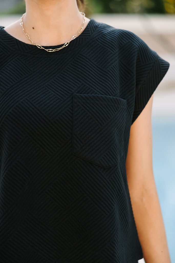 Make Your Day Black Textured Tee – Shop the Mint