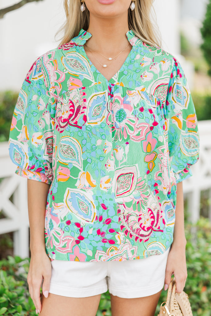 Work It Out Mint Green Floral Blouse – Shop the Mint