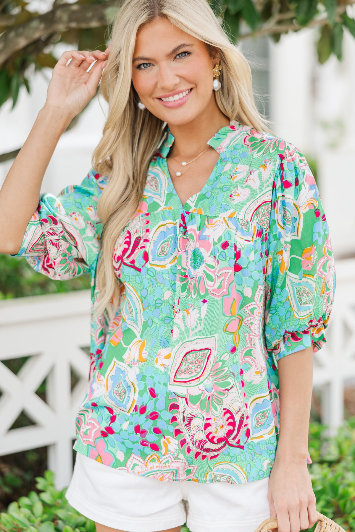 Work It Out Mint Green Floral Blouse – Shop the Mint
