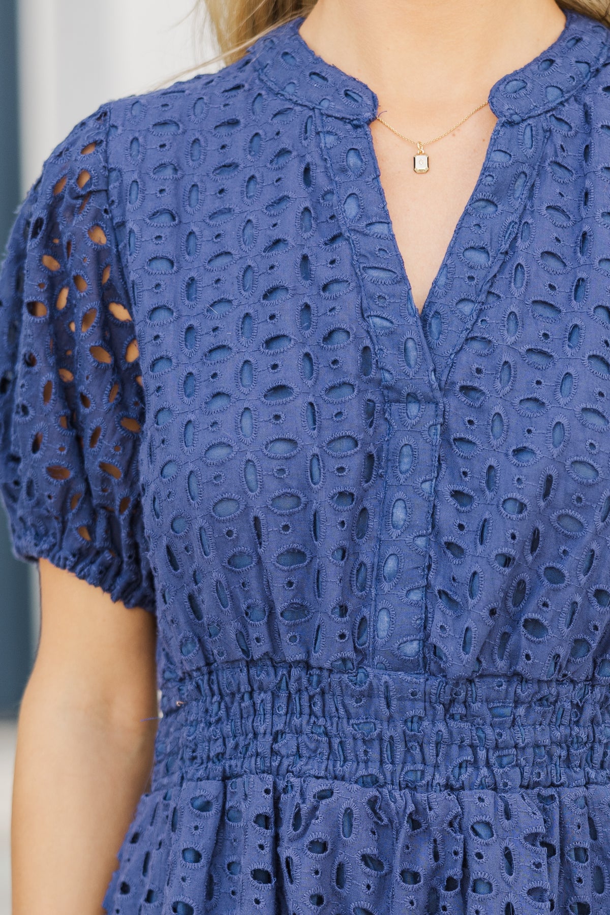 More Than You Know Navy Blue Eyelet Dress – Shop the Mint