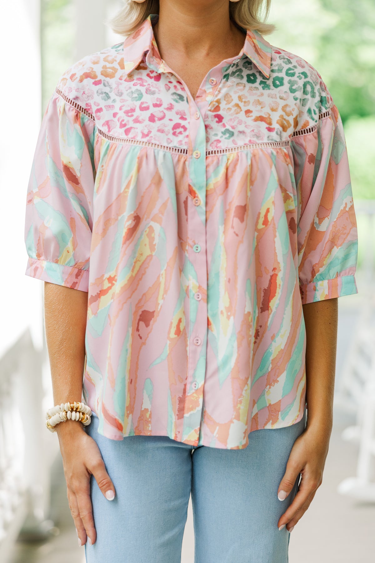 Think About Love Mauve Pink Mixed Print Blouse – Shop the Mint