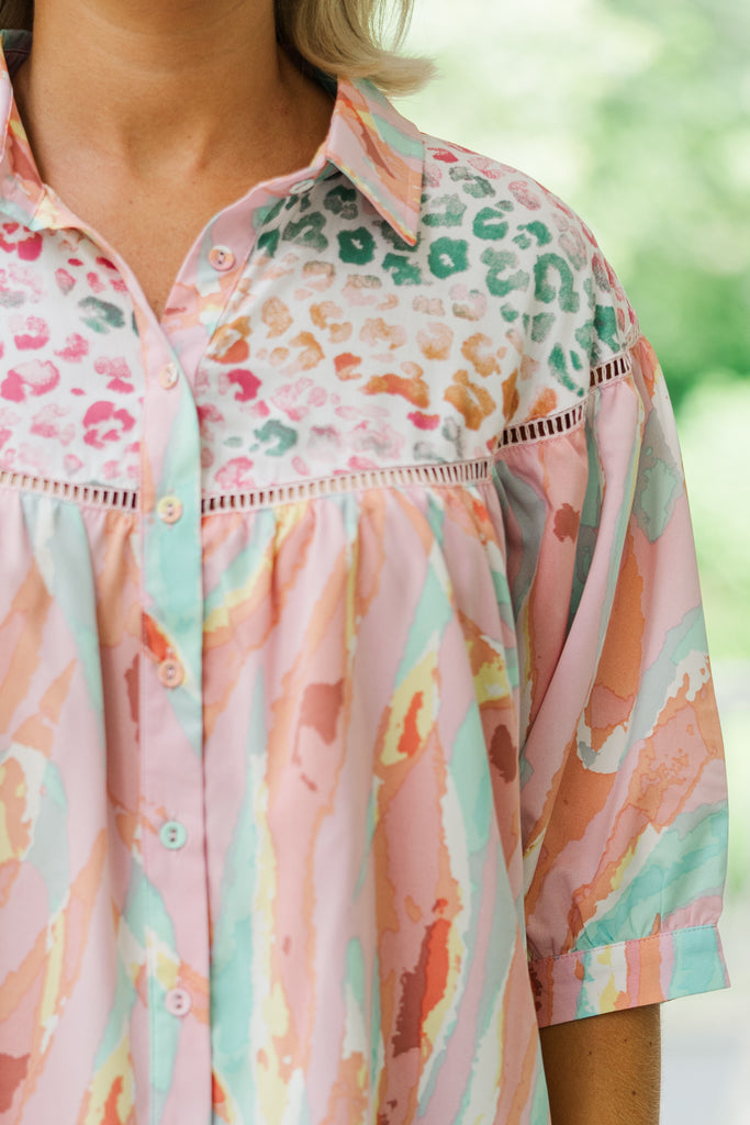Think About Love Mauve Pink Mixed Print Blouse – Shop the Mint