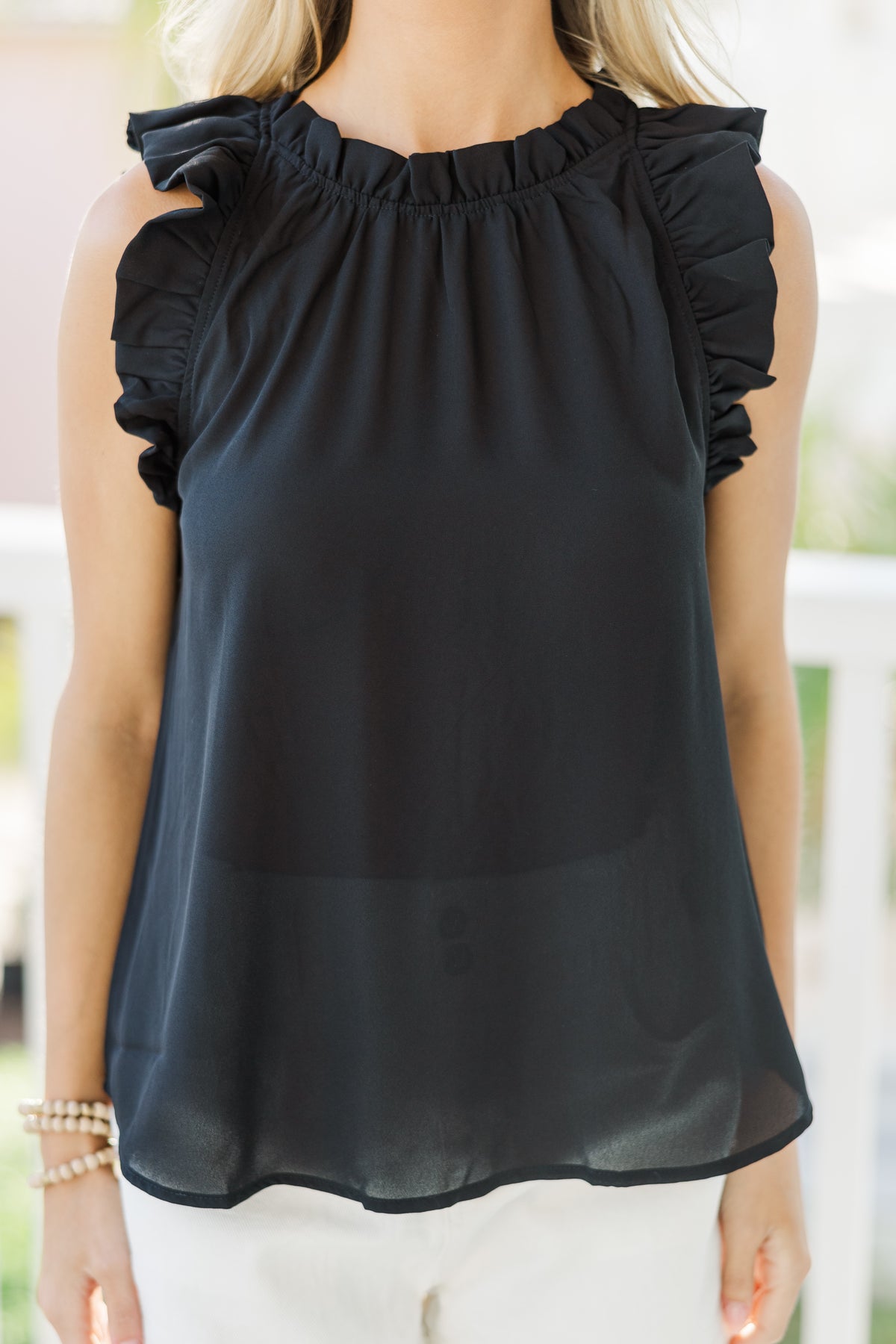 Make It Easy Black Ruffled Blouse – Shop the Mint