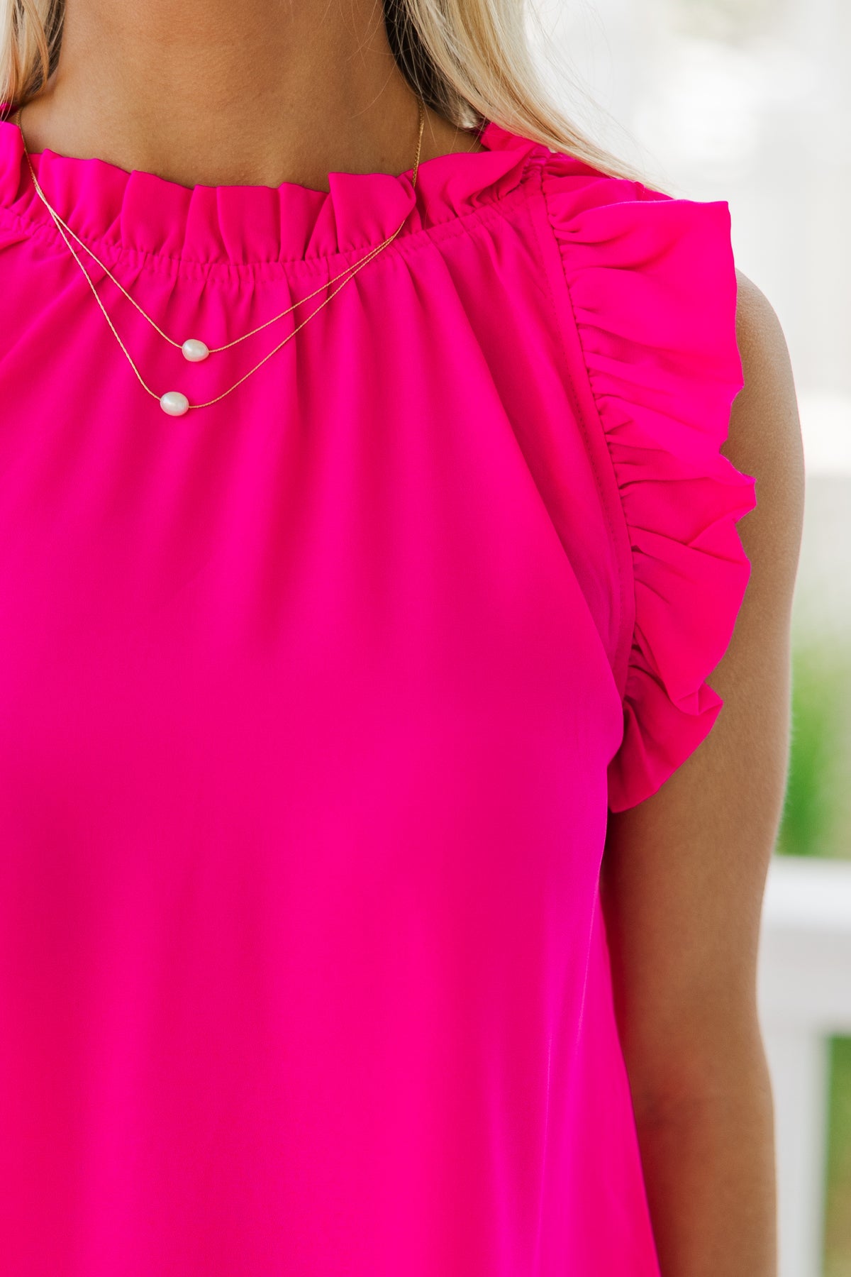 Make It Easy Fuchsia Pink Ruffled Blouse – Shop the Mint