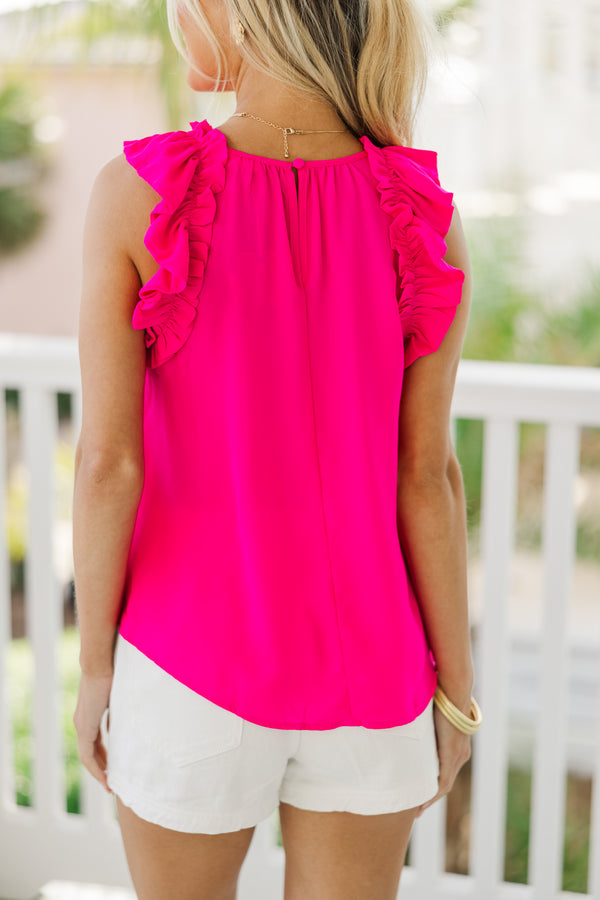 Make It Easy Fuchsia Pink Ruffled Blouse – Shop the Mint