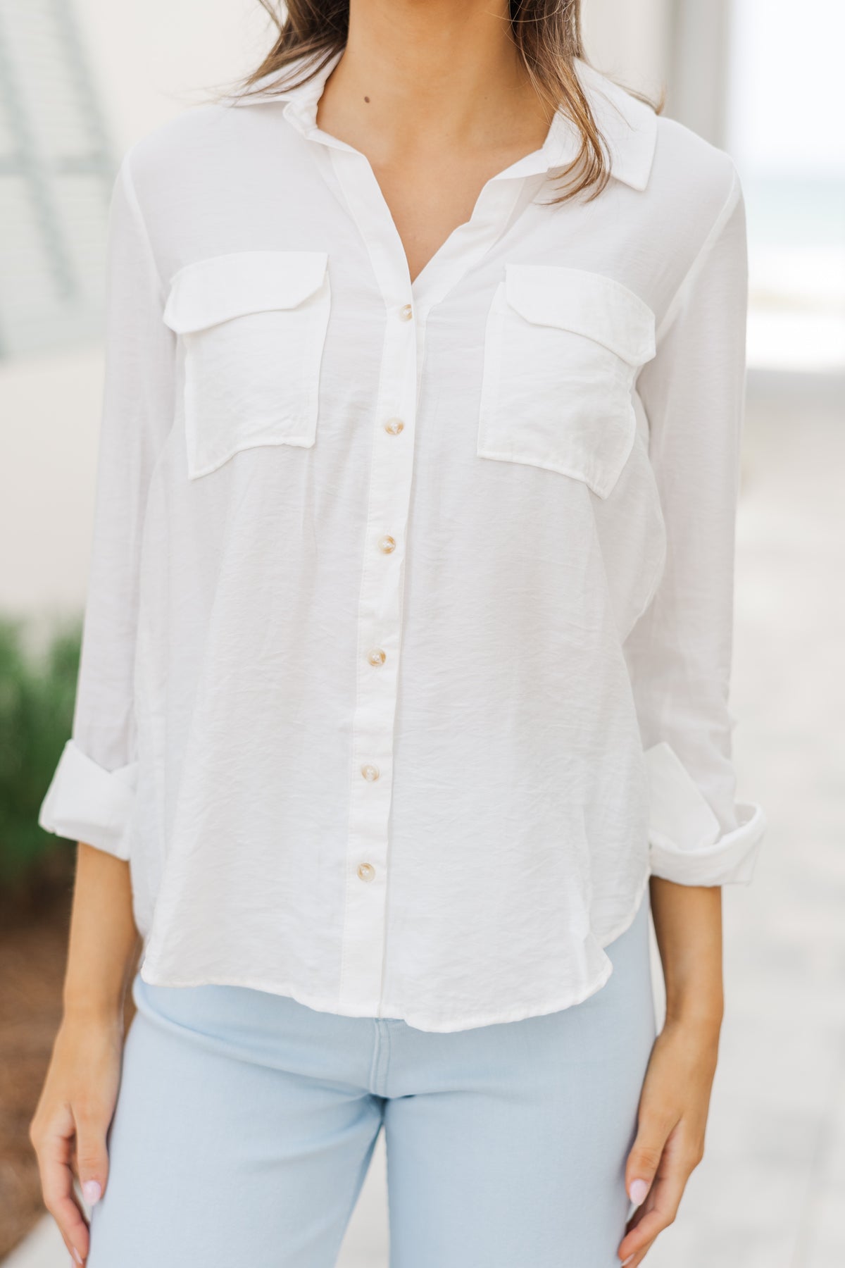 The Only Thing That Matters White Button Down Blouse – Shop the Mint