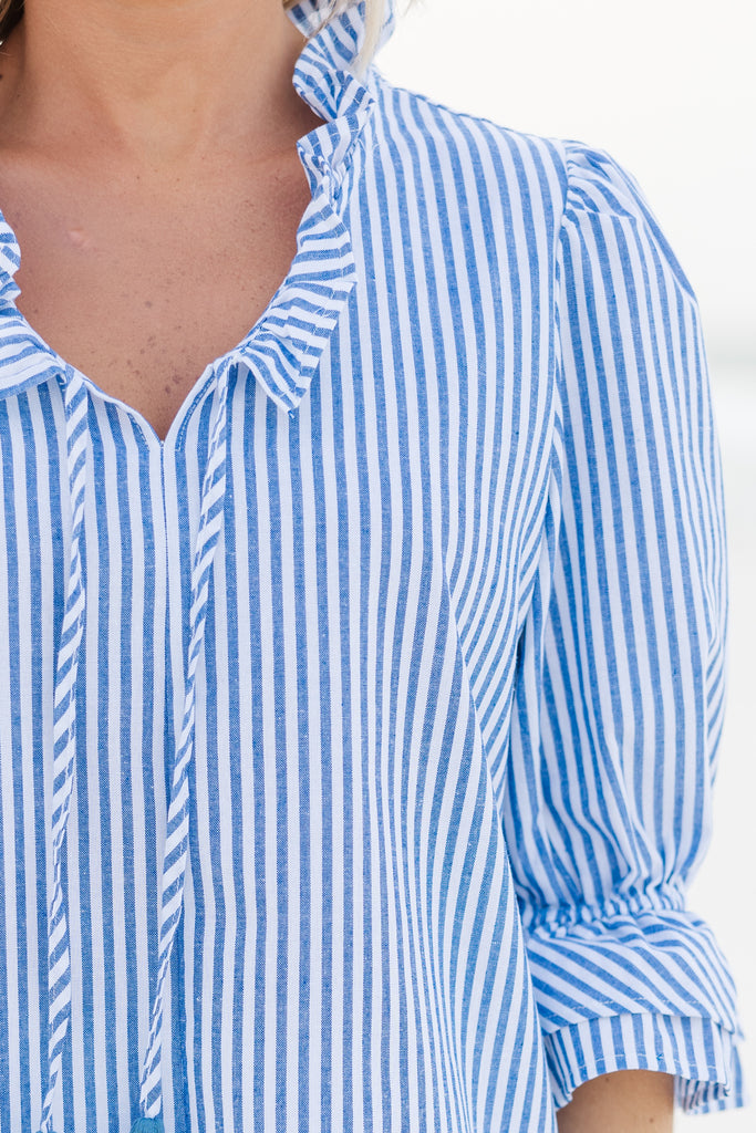 Second Chances Blue Striped Blouse – Shop the Mint
