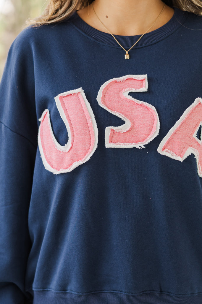 Living The Life Navy Blue Graphic Pullover – Shop the Mint