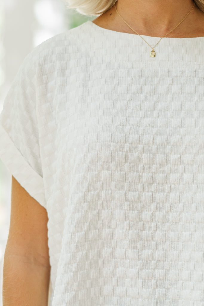 Going Well Cream White Textured Top – Shop the Mint