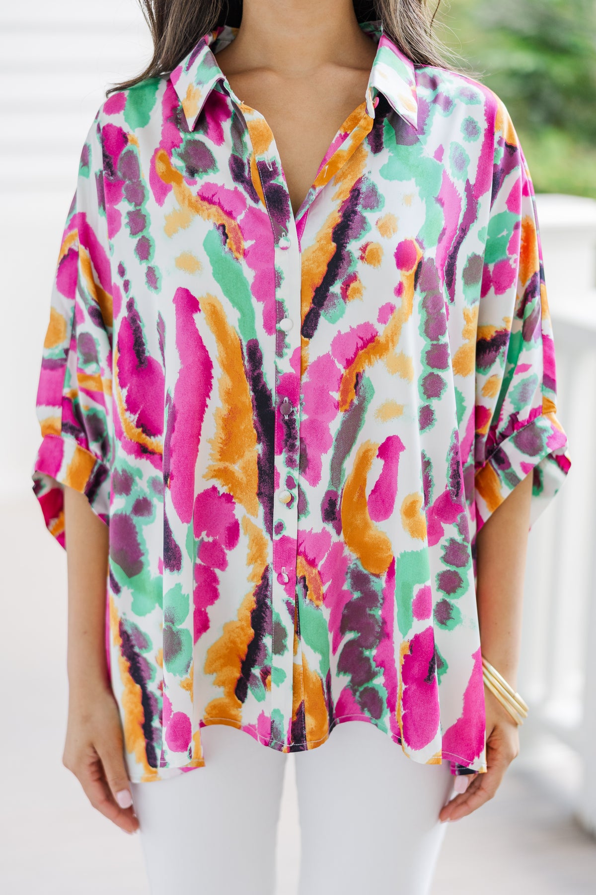 Bold Ways Pink Abstract Blouse – Shop the Mint