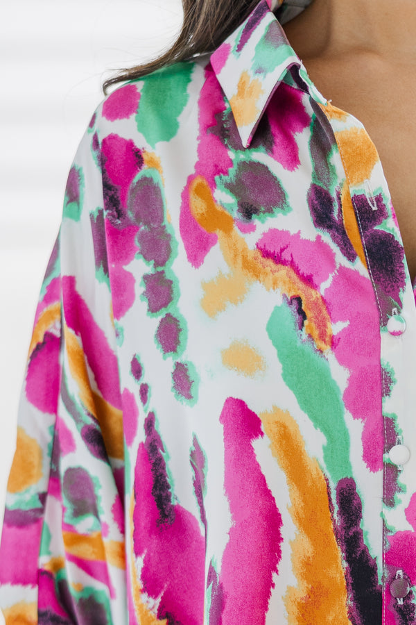 Bold Ways Pink Abstract Blouse – Shop the Mint