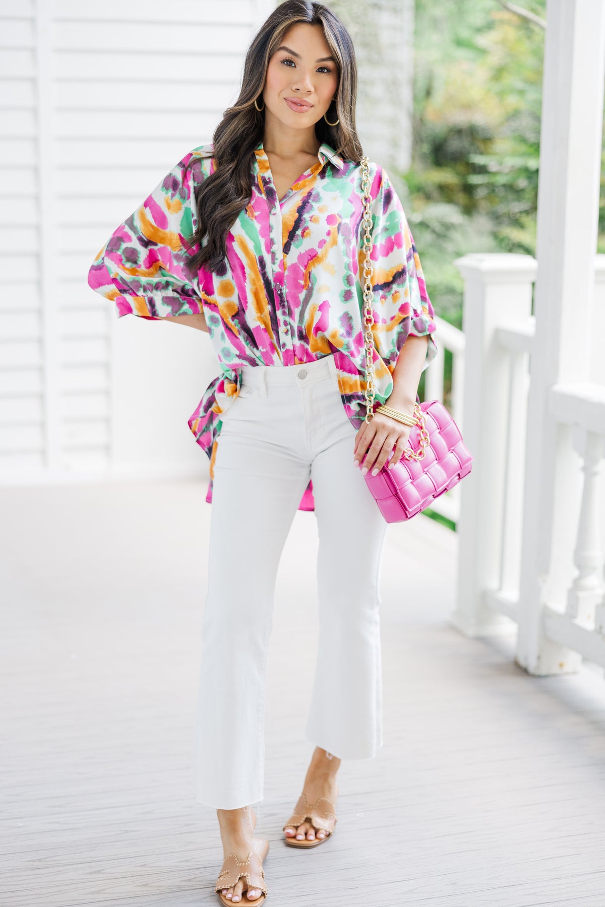 Bold Ways Pink Abstract Blouse – Shop the Mint