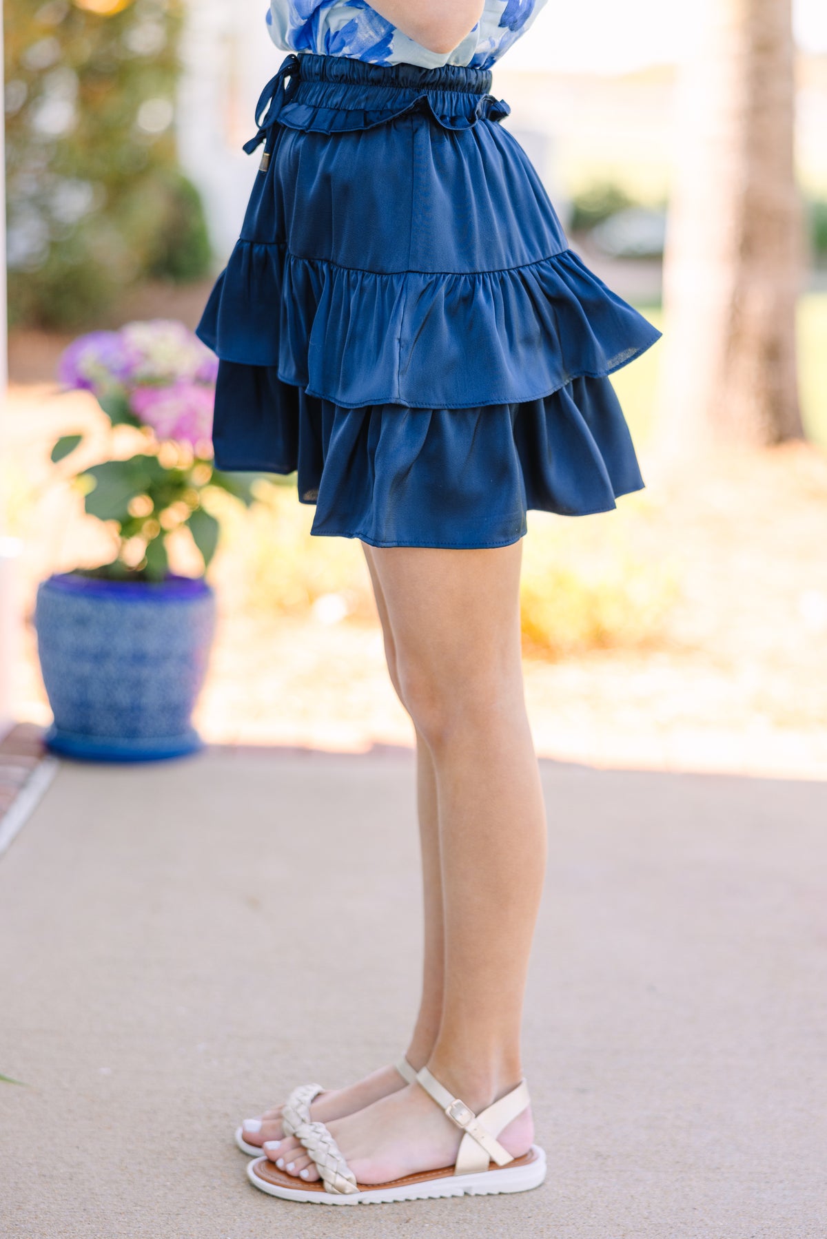 Girls: Take The Leap Navy Blue Satin Skort – Shop the Mint