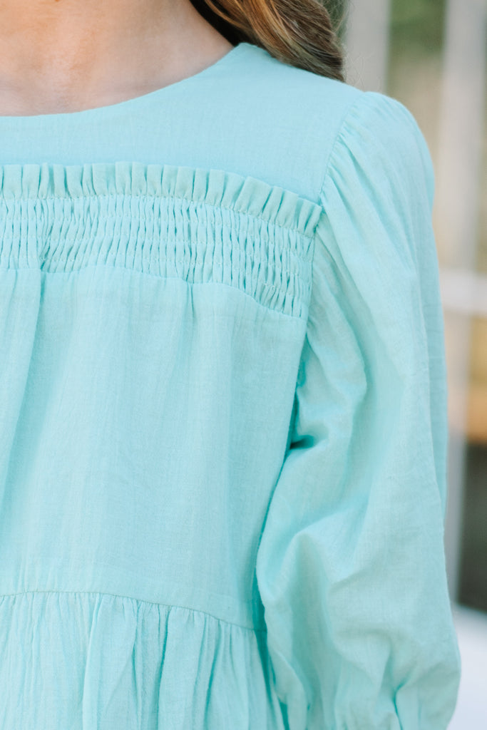 Girls: Clear Skies Blue Ruffled Dress – Shop the Mint