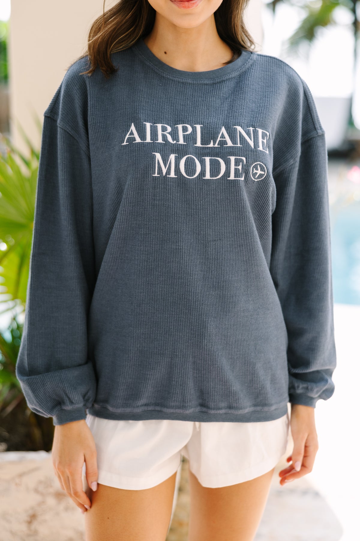 Airplane Mode Navy Embroidered Sweatshirt – Shop the Mint