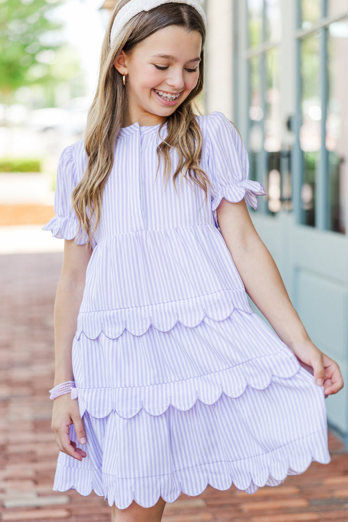 Girls: Perfectly Paired Lavender Striped Dress – Shop the Mint