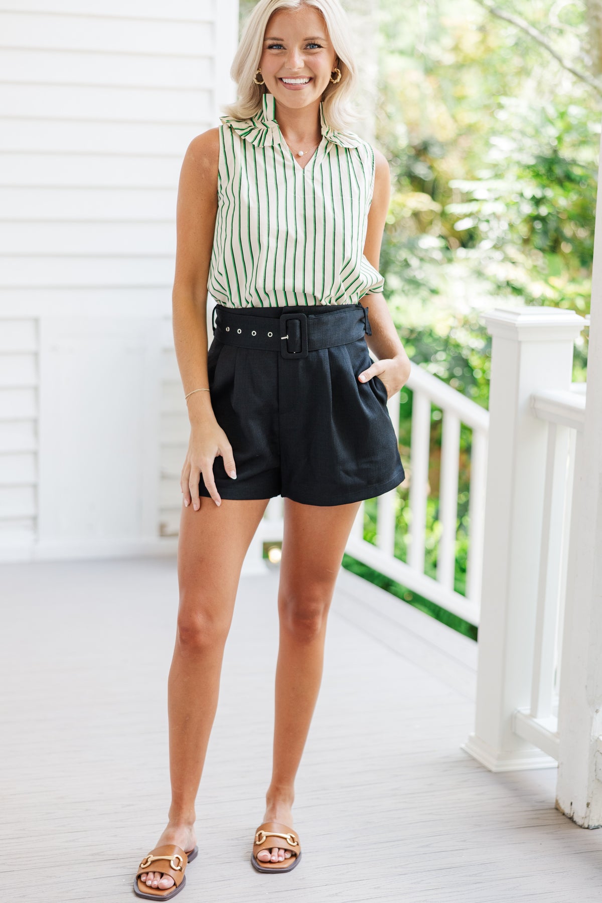 Keep An Eye Out Green Striped Blouse – Shop the Mint