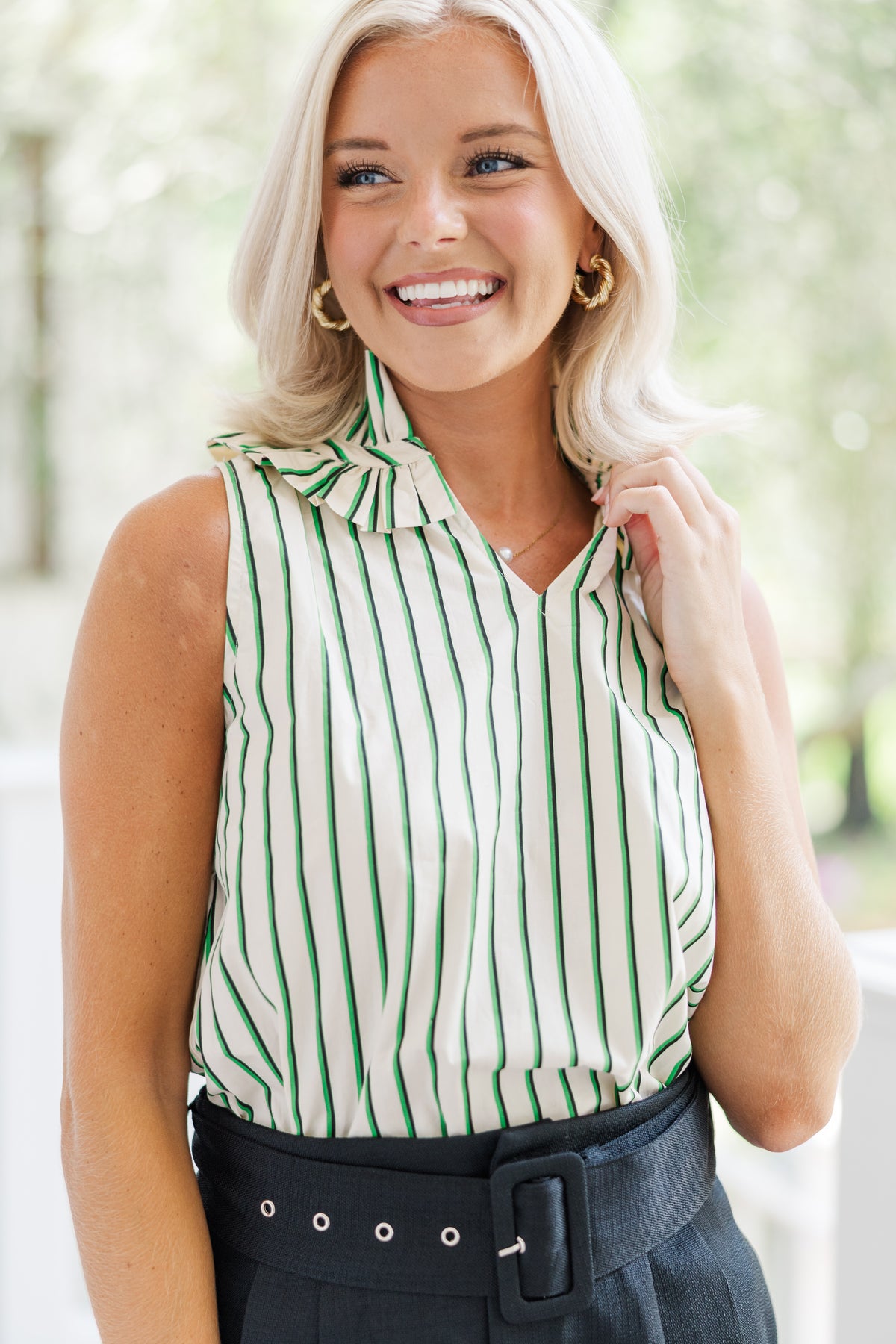 Keep An Eye Out Green Striped Blouse – Shop the Mint