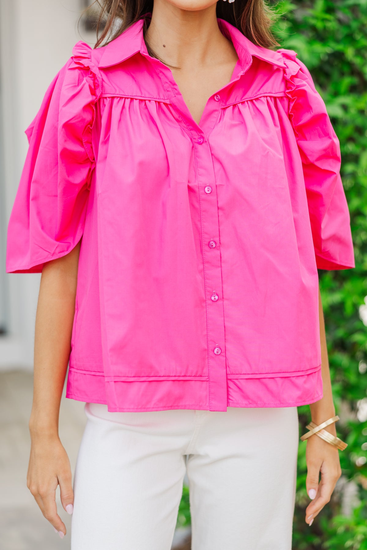 Know You Better Fuchsia Pink Puff Sleeve Blouse – Shop the Mint