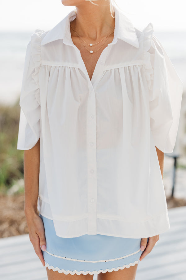 Know You Better White Puff Sleeve Blouse – Shop the Mint