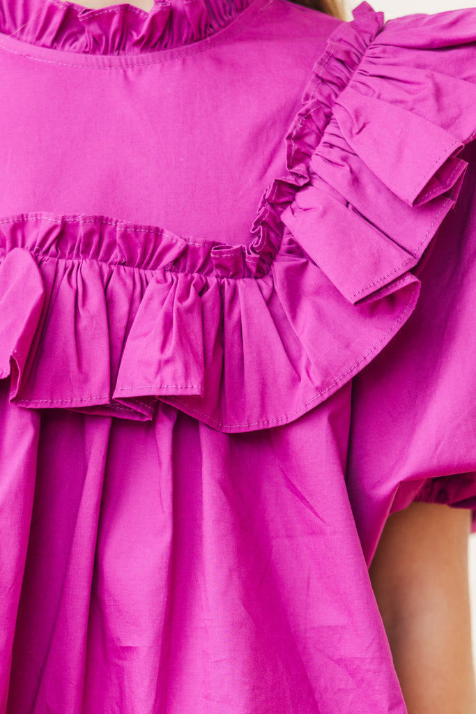 Girls: Make Your Choices Magenta Pink Ruffled Blouse – Shop the Mint