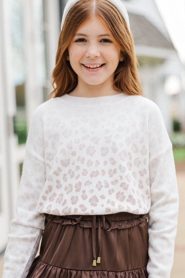 Girls: The Sabrina Cream White Ombre Leopard Sweater – Shop the Mint