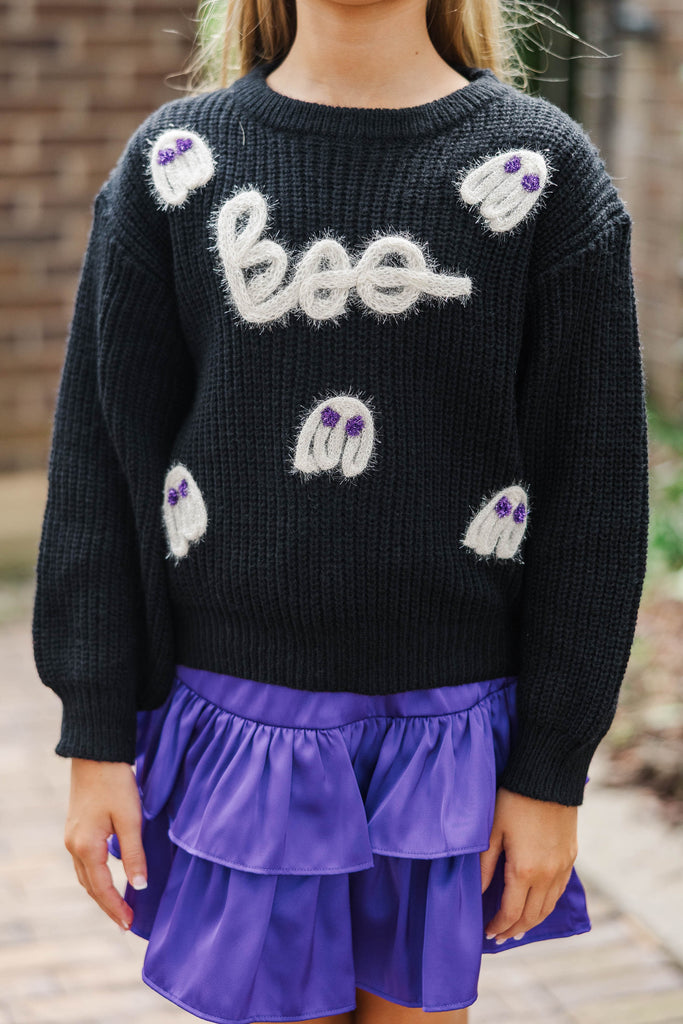 Girls: Hey Boo Black Script Sweater – Shop the Mint