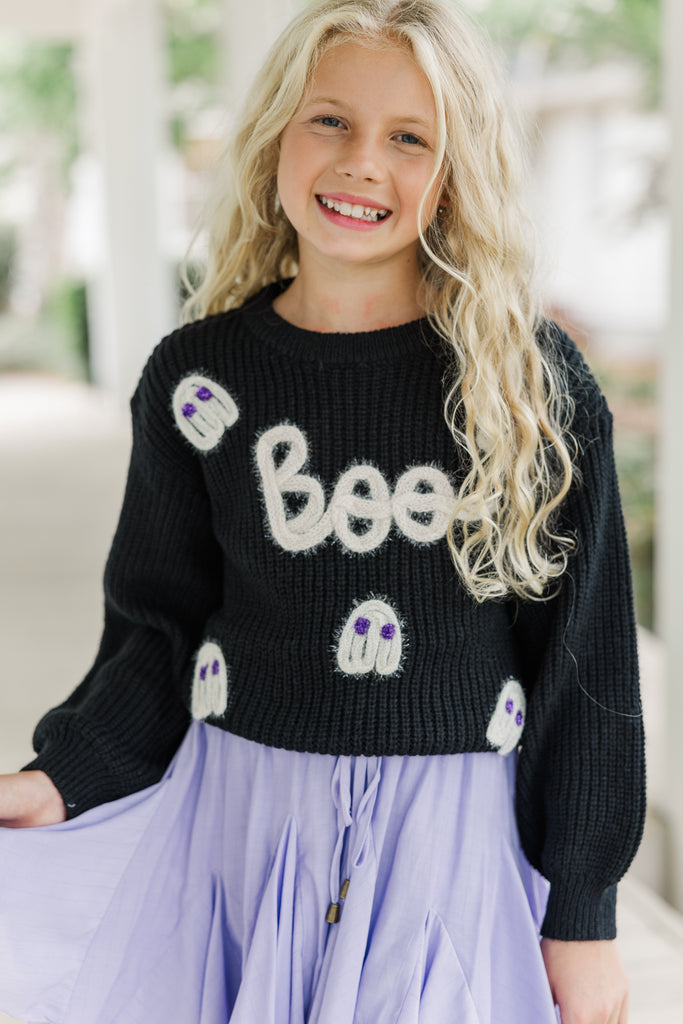 Girls: Hey Boo Black Script Sweater – Shop the Mint