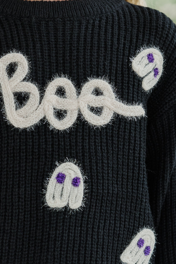 Girls: Hey Boo Black Script Sweater – Shop the Mint