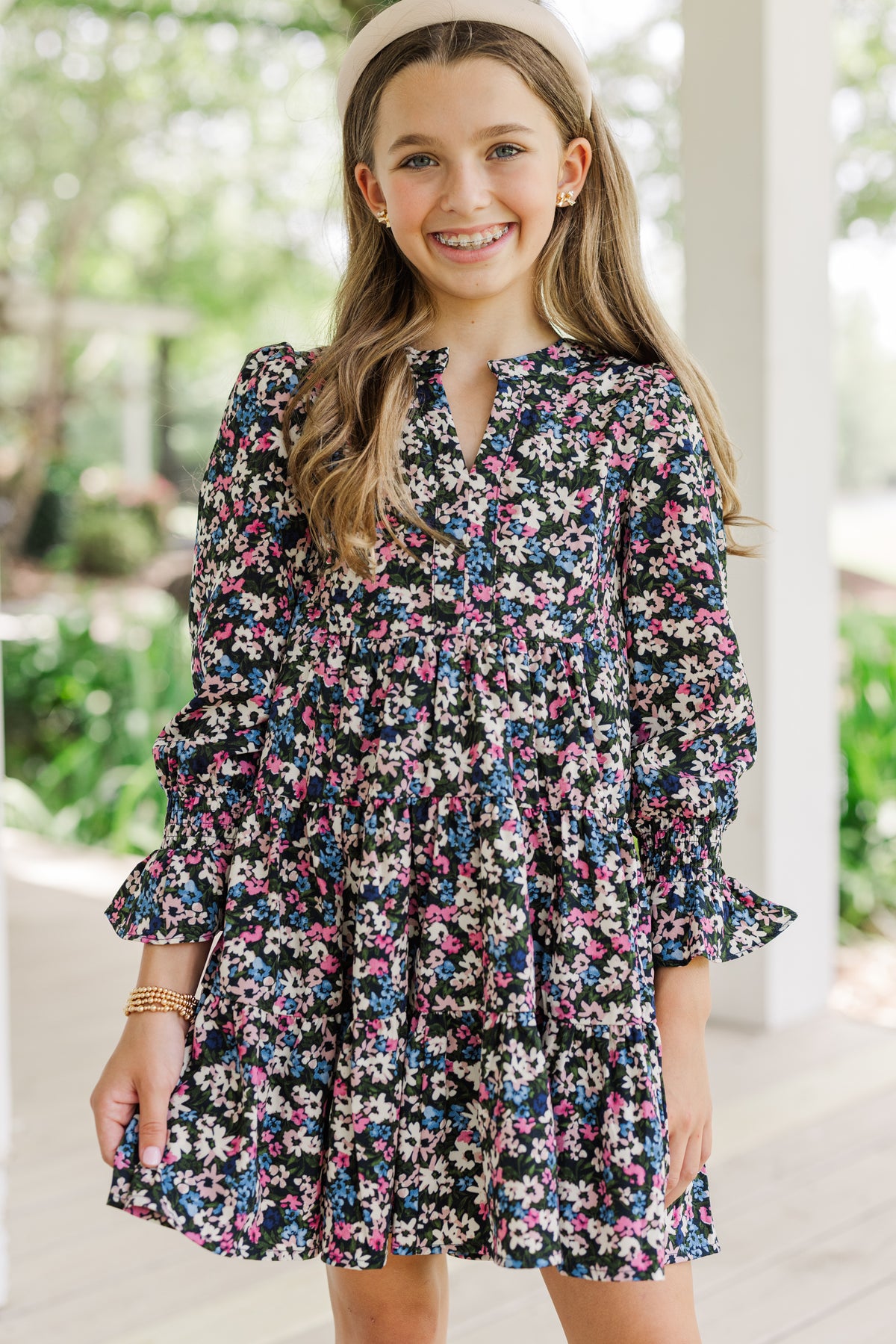 Girls: In Your Happy Place Navy Blue Ditsy Floral Dress – Shop the Mint