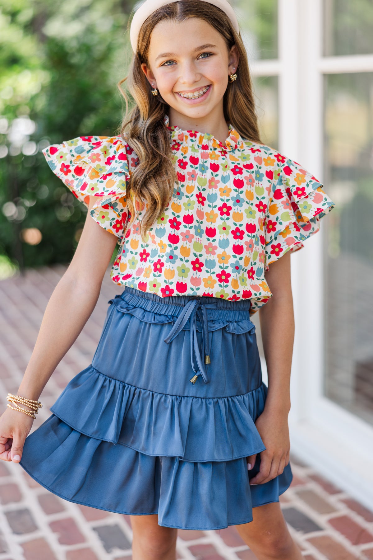 Girls: Take The Leap Denim Blue Satin Skort – Shop the Mint