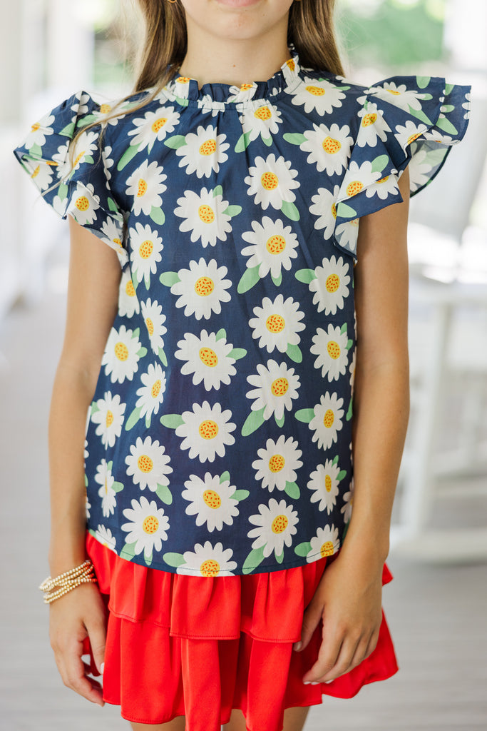 Girls: All Heart Navy Blue Floral Blouse – Shop the Mint